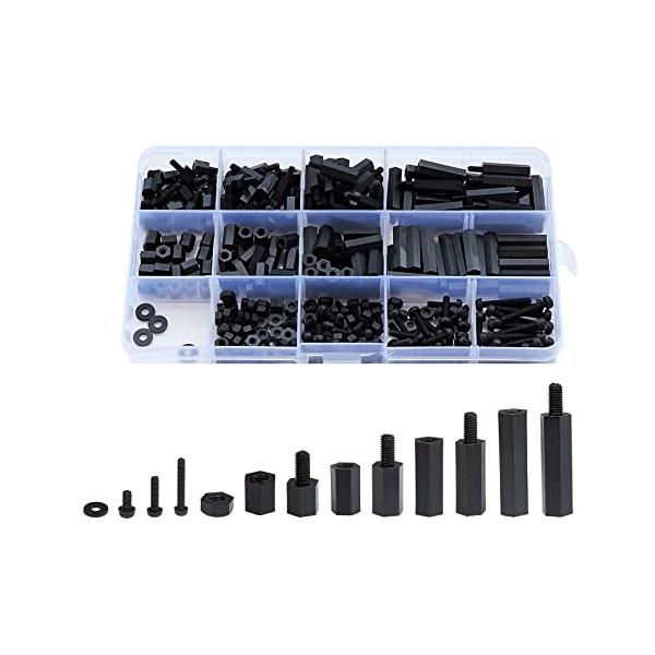 ・ブラック M3-320PCS-ナイロン ・・Size:M3-320PCS-ナイロン・★【材質】:すべての製品は耐久性のあるナイロンで作られています。丈夫で防腐性があります。異なる需要に適応する。・★【特徴】：M3スタンドオフ六角スペーサー...