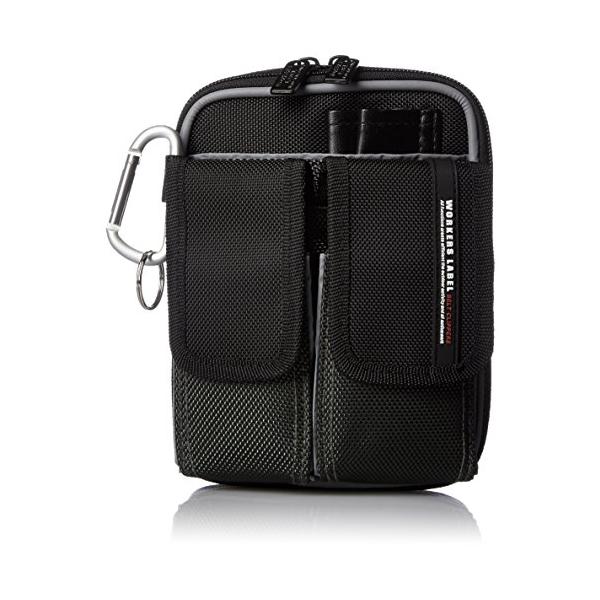 ポーチ・ブラック Free Size CL9・・Color:ブラック・タテ18cmxヨコ13cmxマチ5.5cm・ポケットの数:4(外側3/内側1)・重量:190g・ペンホルダー付き・カラビナ付き