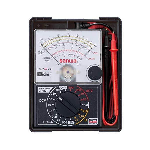 基本的な・ブラック  ・ハードケース含めて手のひらサイズ/目盛板にミラースケール採用/直流電圧、交流電圧、直流電流、抵抗測定の基本測定機能搭載/導通チェックブザー付 /バッテリーチェックレンジ搭載・収納・携帯性優れた頑丈なハードケース(C-...