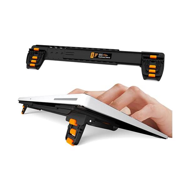 ・ブラック  ESC-Flip PRO・【　無駄な力が抜けてタイピングしやすくなる！　】2021年新モデル！フリップタイプの4段階 角度/高さ調節、幅拡張もできる、『パソコン』『ノートPC』キーボードスタンド。貼り付けるだけで簡単にご利用で...