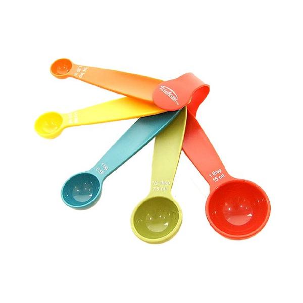 ・5色  0010-074・・PatternName:計量スプーン・サイズ:1.25ml、2.5ml、5ml、7.5ml、15ml・本体重量:50g・素材・材質:カップ：ABS樹脂、ホルダー：PP・生産国:中国