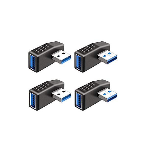 ・左向き*2+ 右向き*2  ・・Color:左向き*2+ 右向き*2・90° L字型デザインUSB3.0 A(オス) - USB A(メス)（AM to AF）L字型のUSB 直角 アダプタです。パッケージ内容：2種類セット、各種類2個で...