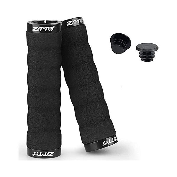 ・ブラック  ・【本体サイズ】長さ13cm 重量50g（単個）、適合ハンドルの内径20?22.2cm。【パッケージ内容】自転車グリップ * 2。・【本体素材】EVAスポンジ製、ゴムと比べても非常に軽量で耐久性に優れ、風雨や紫外線を浴び続けて...