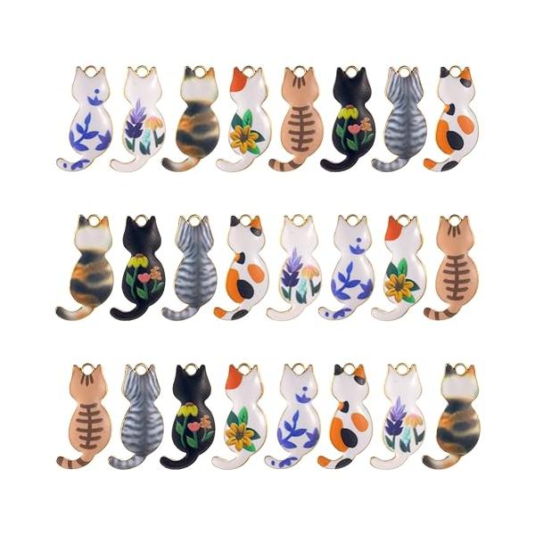 猫と花のエナメルヴィンテージカラフル/30x15x2mm/ENAM-SC0003-83-7SC・ロマンチックな猫チャームバルク：猫チャームバルクには8つのスタイルがあります。 まるで猫が飼い主の帰りを待っているように. 各猫チャームバルクに...