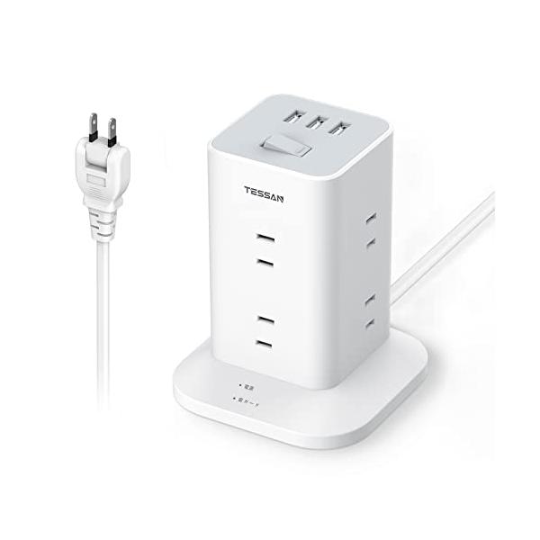 2PIN・白いグレー 2m TPS04-JP・・Size:2m・【タワー電源タップmini型】この電源タップは日本のために研究し、設計されていて、一般的なタワー型コンセントより小型でコンパクトです（本体サイズ：僅か10x10x12.7cm）...