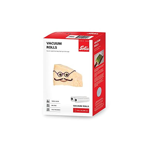 フィルムロール20×600cm・クリア  SKA92251・ソリス真空パック器専用フィルムロール、常温保存時の4倍も食品の鮮度を維持可能、冷蔵庫にある生鮮食材、開封済みの食品、肉類などの冷凍焼け防止、冷凍庫での長期保存をしても新鮮な香りを保...
