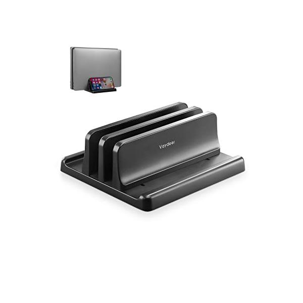 ・Black 140mm ・・Color:Black・【デュアルスロットデザイン】2台のラップトップとiPadを同時に垂直に支えます。 この縦型ラップトップホルダーは、スペースを節約し、デスク用のすっきりと整理されたスペースを構築するのに最...