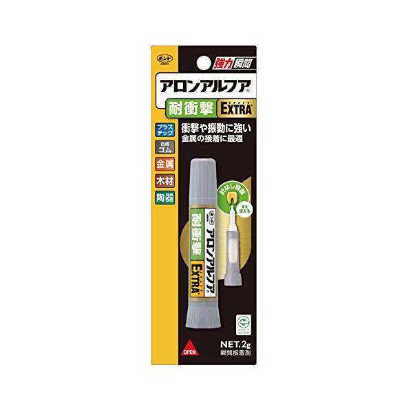 耐衝撃・ 1個 #04656・本体サイズ幅18mm×高さ92mm・成分 シアノアクリレート系・内容量 3g・容器形状 ボトル・接着できない素材 ・ポリエチレン・ポリプロピレン・シリコーン樹脂・フッ素樹脂・PET樹脂