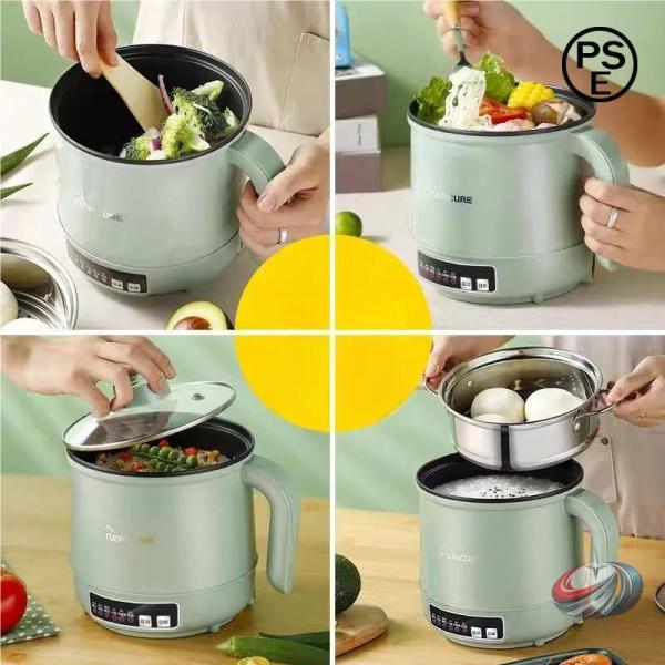 電気鍋 マルチポット 1台4役 煮る 焼く 蒸す 調理 調理器具 ホワイト 鍋 蒸し器 300 ケトル ガラス蓋付き 着脱式 一人暮らし グリル鍋 600W 炊く 手軽 火力2段階カラー style1 style2 style3 style...