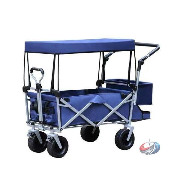 【屋根付きのデザイン】幌付きのデザインで?い日差しには心配なし！荷台のポケットは汚れた場合は、その生地を取り外して洗うだけでいいです。【重い荷物も1度で運べる大容量 】アウトドアワゴンはしっかりとしたスチールフレームに加え、150L大容量、...
