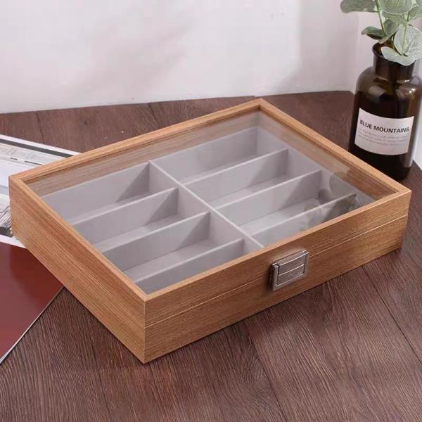 【商品説明】トップは透明ガラスを使用し、アクリルのように時間が経ってもぼけて見えることがなく。6/8つの独立したコンパートメントで設計されており、コンパクトなスペースがあります。高品質の無垢材を使用し、快適で耐摩耗性、退色、変形、耐酸性、耐...