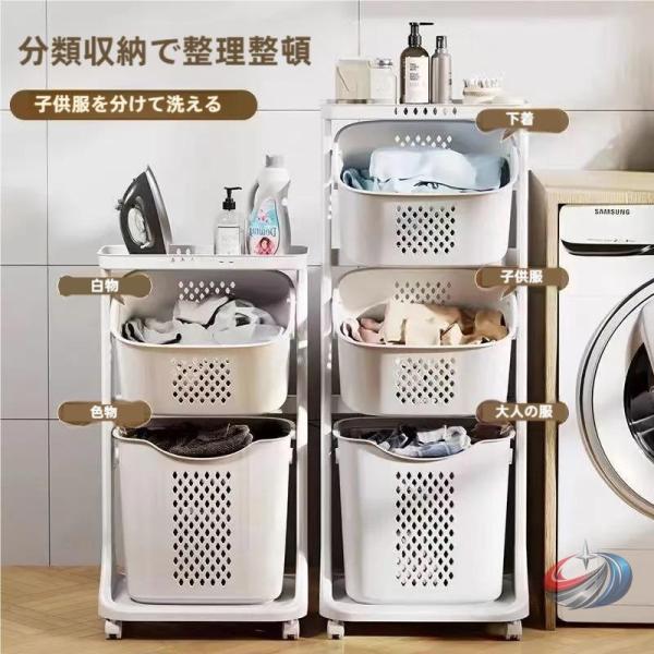 商品詳細：ナチュラルカラーのおしゃれなランドリーバスケットです。サニタリースペースをすっきり出来ます。上段の浅バスケットにはバス用品、洗濯機まわりの小物が収納できます。入浴時の着替えや脱衣カゴとしても重宝します。下段のバスケットは大容量の深...