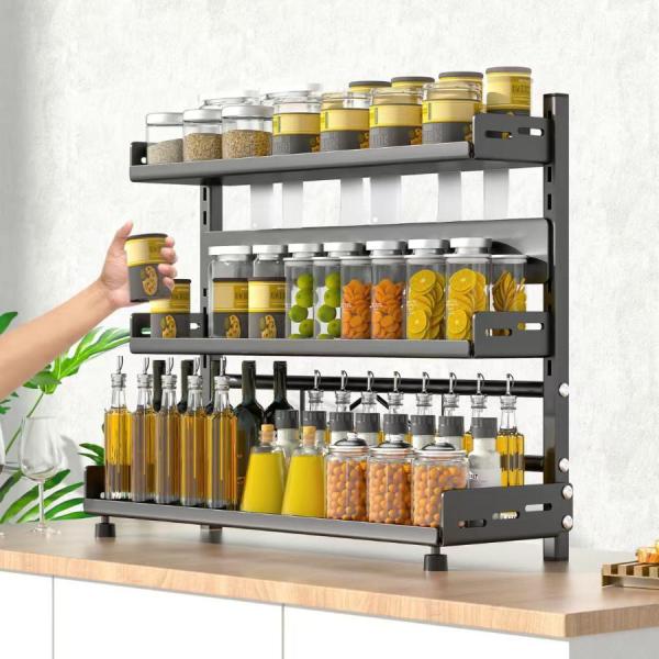 キッチン収納棚 調味料棚 キッチンラック 調味料ラック 三層 台所収納 キッチン収納 卓上収納 調味料収納 防汚 防油 VB-01