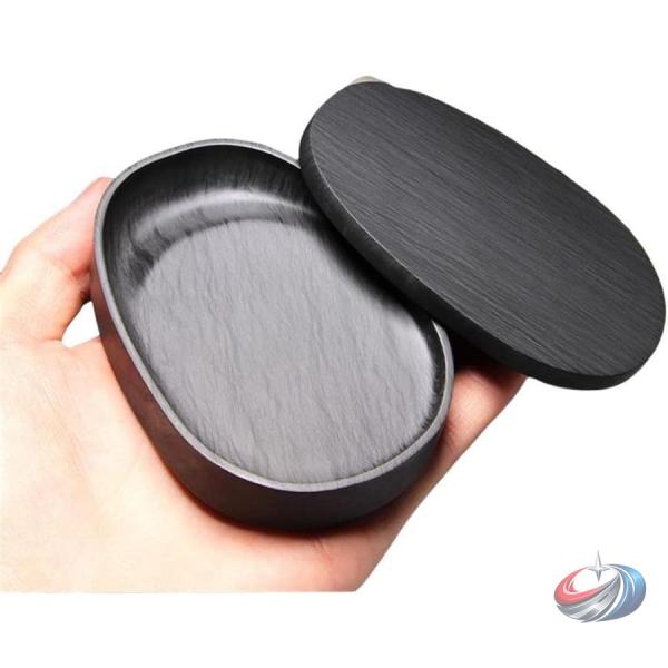 硯 歙州硯 墨池 天然原石 すずり 硯石 文房四宝 書道用具 学用品 文房具 携帯便利 手のひらサイズ 蓋付き 固形墨と収納袋付き 携帯便利 高級書道用具 初心者 大