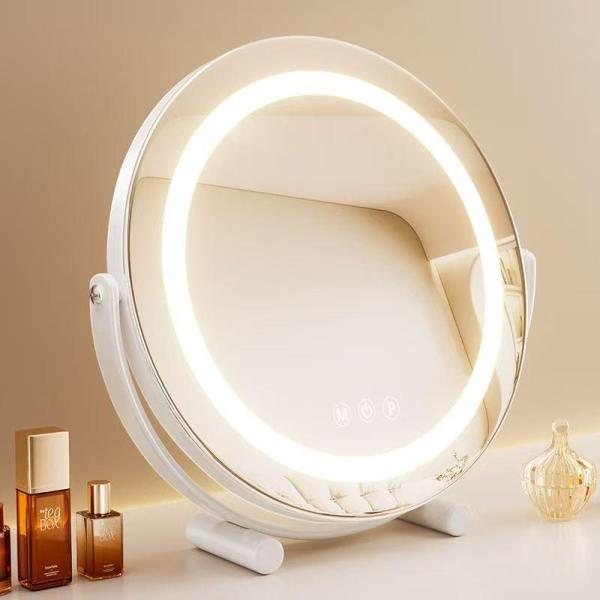 【大型化粧鏡】直径30、40、50cmの卓上 メイクミラーはHDミラーをを備えて、拡大鏡が必要がなく、画像を細かくて素敵に表示できます。他の三面鏡と比べて、大型ミラーは顔全体を示すことができ、顔の全体的をもっと美しく見えて、目の疲れを防止し...