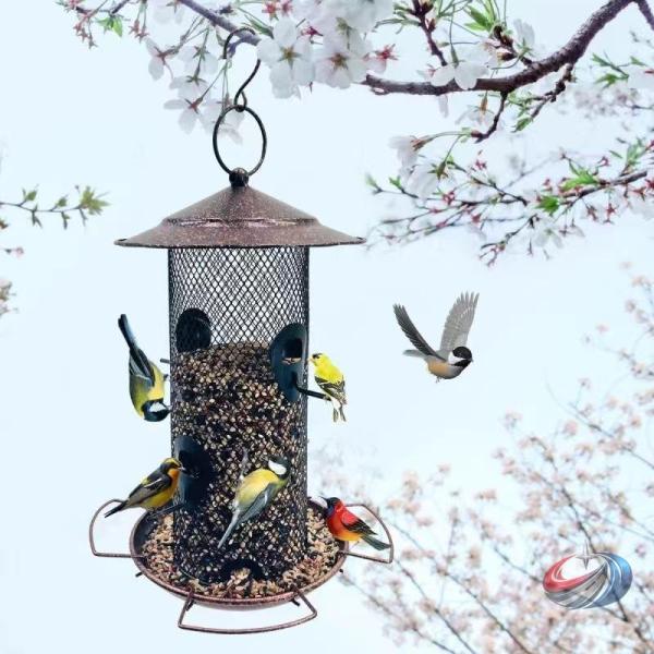 [耐久性のある金属構造とリス耐性]この屋外の鳥の餌箱は頑丈な金属でできています,ハングアップすることができます.たとえリスがその上に立つことができたとしても,フィーダーを傷つけることもありません.魅力的なブロンズデザイン,天候や屋外に耐える...