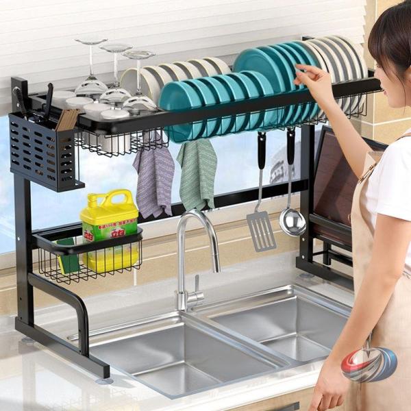 【仕様】材質：本体/201ステンレス（粉体塗装）、吸盤/シリコンゴム耐荷重(約)：30kg本体サイズ：(約)幅65cm×奥行31.5cm×高さ52cm本体重量：(約)2.2kgカラー：ブラック【商品内容】水切りラックフレーム × １（包丁立...