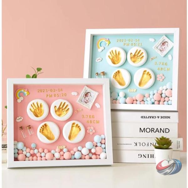 ベビーフレーム 手形 足形 赤ちゃん フォトフレーム 置き掛け兼用 無毒で安全 出産祝い 内祝い ベビー記念品  ベビーレジストリ 無垢材フレーム