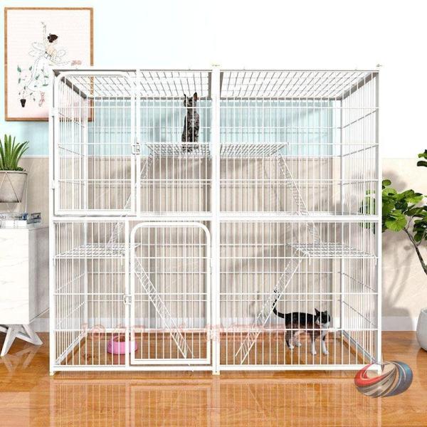 【大型のネコちゃんでも広々快適】十分なスペースがあり、ケージにトイレ、クッション、ワイヤーにおもちゃや水飲み器などなどのアイテムを設置ことができ、留守番中時にも猫ちゃんがケージの中でのんびりでリラックスで過ごせて、窮屈な思いをさせません。【...