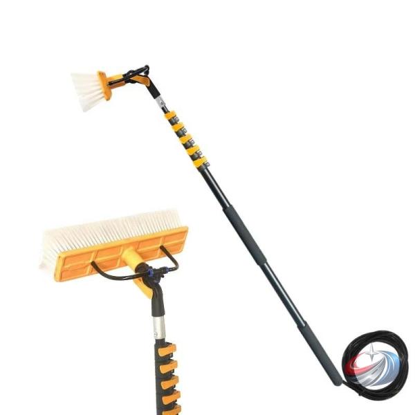 高所掃除ブラシ 外壁掃除 3.6m~9m 給水伸縮ブラシ 40Cmブラシヘッド 窓ガラス/壁掃除 高所ワイパー 業務用 超ロングポール 取り外しが簡単