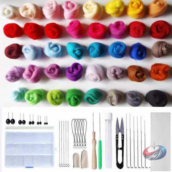 羊毛フェルトキット 40色 フェルトキット 手芸制作 ウールフェルト フェルト ツール 基本入門キット 手作り 初心者 DIY素材 工具付き ハンドクラフト ギフト