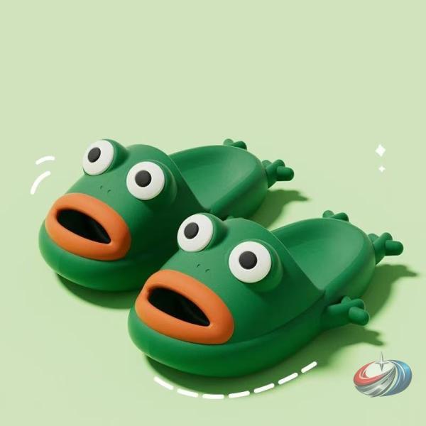 かわいらしいカエルのスリッパ　カワイイ蛙のサンダル・ユニークなかわいいカエルの形、柔らかく快適，EVA素材を使用し、安全性と環境保護，アウトドア用のスリッパだけでなく、ご家庭内での使用にも非常に適しています。・お風呂、室内履き、ベランダ、ビ...