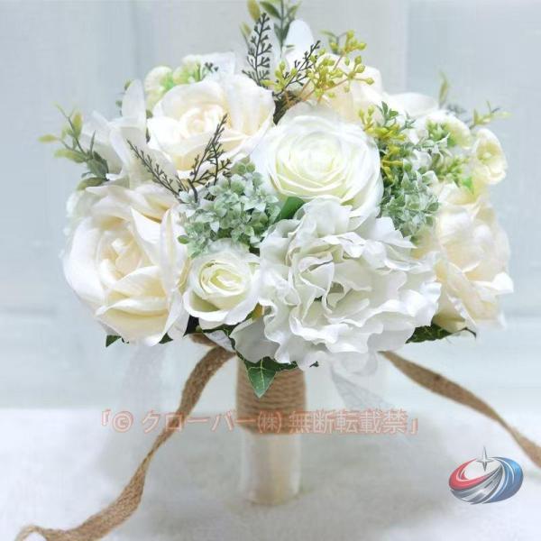 ご注意完成品の販売^^可愛いブーケです。ブライダル、イベント贈答品、インテリアに適です。晴れの舞台に、新しいタイプのサプライズとしてお勧めです。生花と違って枯れることがないので、思い出と一緒にいつまでも形として残せます。セット内容：ブーケサ...