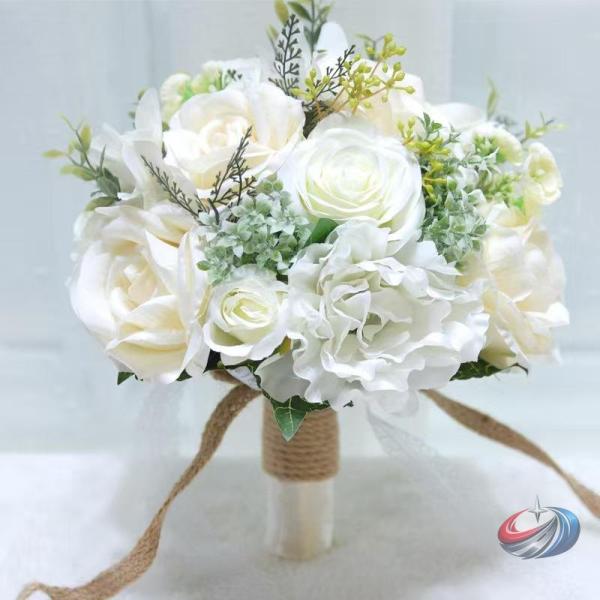 ご注意完成品の販売^^可愛いブーケです。ブライダル、イベント贈答品、インテリアに適です。晴れの舞台に、新しいタイプのサプライズとしてお勧めです。生花と違って枯れることがないので、思い出と一緒にいつまでも形として残せます。セット内容：ブーケサ...