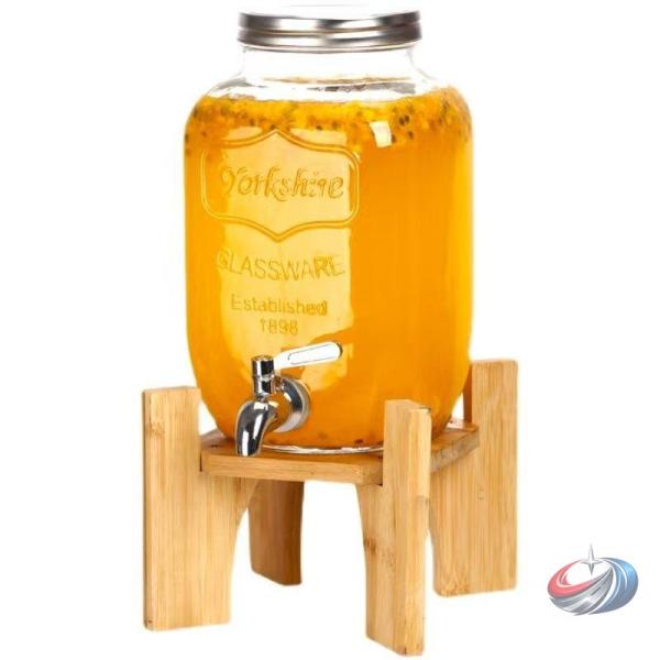 【高品質素材】飲料ディスペンサーは厚手の鉛フリーガラス、食品グレードの素材。清潔で透明、酸およびアルカリに耐性があり、無鉛で無毒で、口が広いデザインで、清掃が簡単で。 40度以上のお湯は入れないでください。【大容量】4L/5L/8L/の容量...