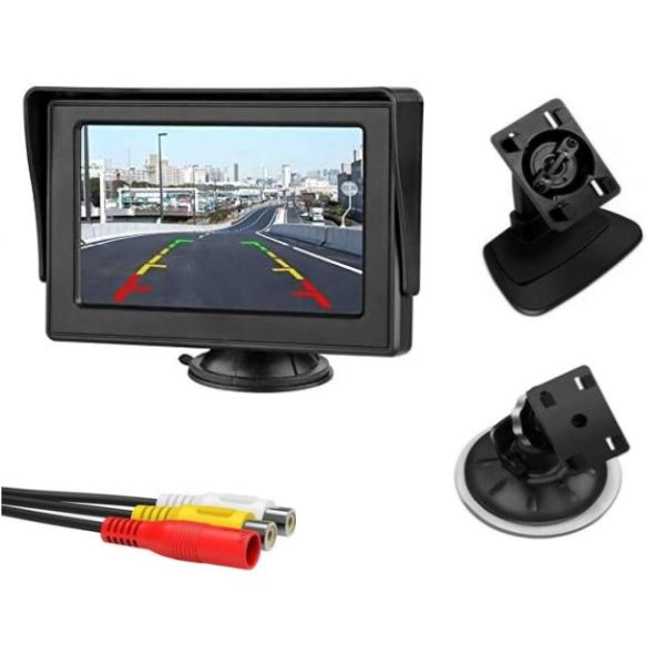 4.3インチ LCD HD スクリーンモニター 車のバックアップカメラ/リアビュー/DVD/メディアプレーヤー等軽量コンパクトなモニターは、スタンドと吸盤が付属しているので、より見やすく邪魔にならない位置への取付が可能になります。ホルダーに...
