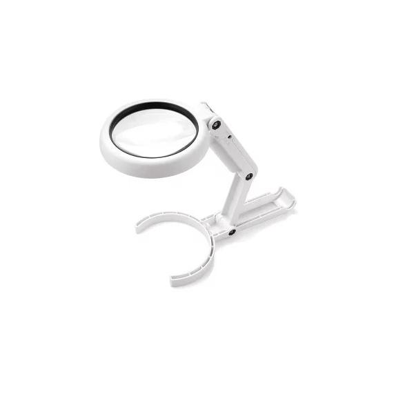 スタンド自立も出来る手持ちルーペです！手で持って自由に動かせる手持ちタイプとアームを立ててスタンド式です。用途に応じて変形できる使い便利な2Way拡大鏡です<br><br>８個のLEDライト付く老眼ルーペは暗い場所で...