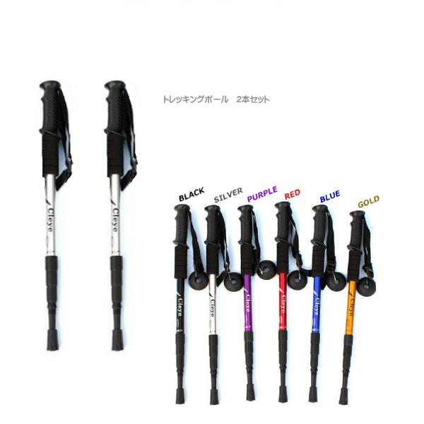 トレッキングポール 2本セット。<br>軽登山、ハイキングはもちろん日常のウォーキングのお供として<br>頼りになります。用途に合わせて付け替えられる2種類のカバー付き。<br><br>トレッ...