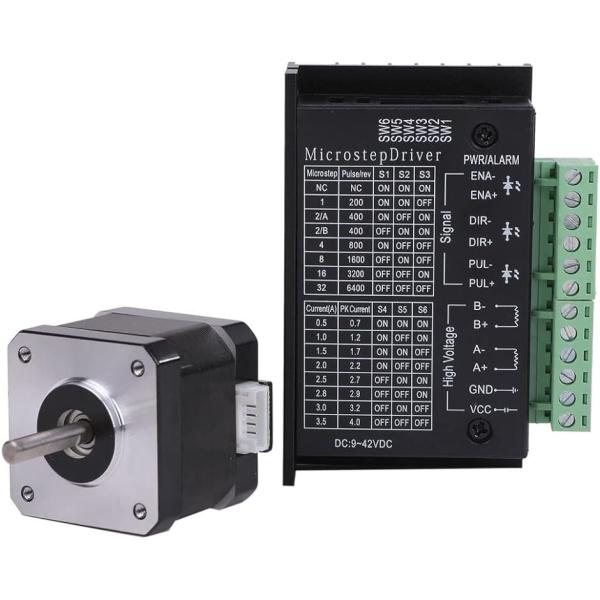 バリエーションコード : 2B221UVQ9G・セット内容：ステッピングモーターNEMA17とステッピングモータードライバーコントローラーのセットになります。モーターの仕様：ステップ角：1.8度 モータータイプ：バイボーラー双極性ステッパー...