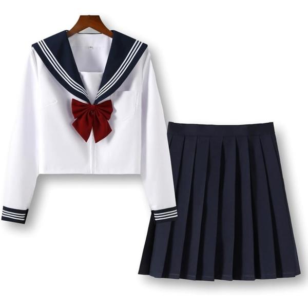 バリエーションコード : 2B244P92K3・ハロウィンやコスプレで定番なセーラー服です。スッキリとまとまった清楚でキュートな女子高生に変身＊・定番セーラー服に3本のホワイトラインで清楚感アップ。トップスはファスナー仕様で着脱しやすいです...