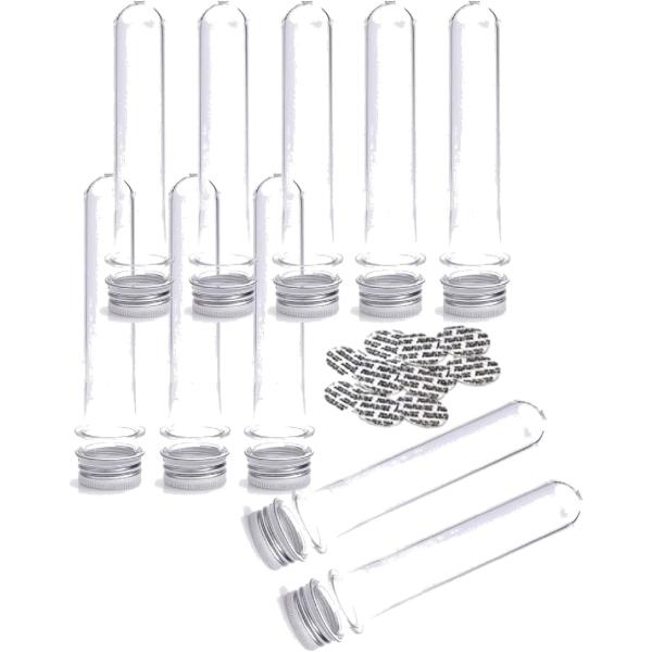 ・耐久性に優れたさオシャレなアルミキャップ付きのプラスチック製の試験管10本セット。ガラスと違って丈夫で割れにくく軽量でもち運びにも便利です。・密封性が高く、液漏れ防止のアルミキャップ付きなので、理科や化学の実験、サンプルの培養や検査などに...