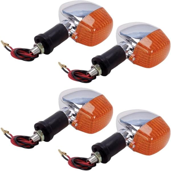 バリエーションコード : 2B94OII525・カワサキタイプの12V汎用ウィンカー4個セットです。・シルバーメッキのボディにイエローレンズとなっています。・汎用品のため、サイズが合えばバリオス・エストレヤ W400 W650以外にもご使用...