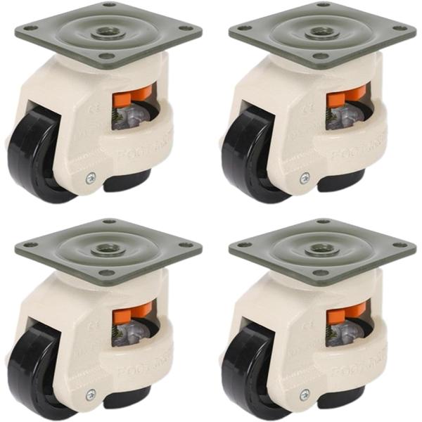 ・高さ調整可能キャスター 4個セット・調節可能なキャスター、キャスターレベル、不均等な床の水平調整、上下の高さ調整、重機が必要な高さに調整が可能。手でノブを緩めて調整ベースを引っ込めると、キャスターを動かすことができます。・携行品の場合、調...