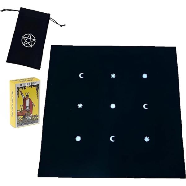 バリエーションコード : 2B2G4WSL2J・タロットリーディング・タロット占いに（タロットカード・クロス・収納ポーチの３点セット）・神秘的なデザインのタロットクロスとポーチのセットです。光沢のあるベルベット素材に、太陽・月・星の模様を施...