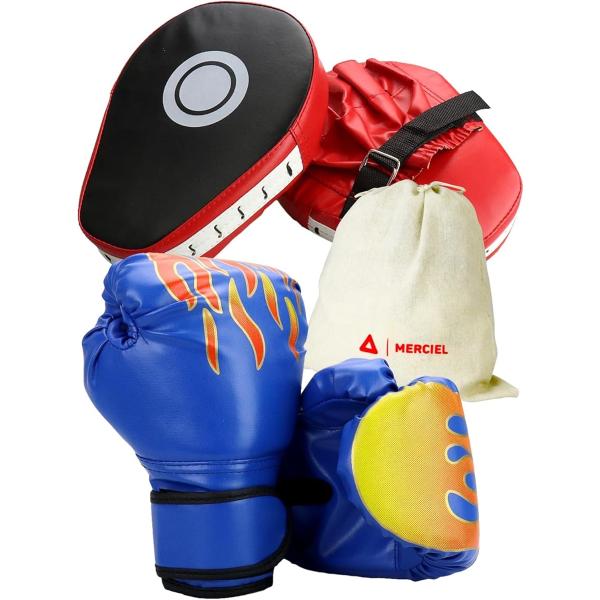 バリエーションコード : 2B4KJ4SWO1人気のMERCIELブランド　子供用グローブと大人用パンチングミットのセットです高品質な子供用グローブはブルー、ブラック、レッドからお好きな色をお選びいただけます。面ファスナー式で簡単に着脱でき...