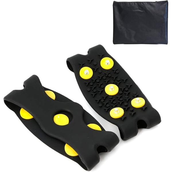 ・つま先5つのメタルスパイクが、ブーツ・長靴・スニーカーなどの靴では滑ってしまうアイスバーン状態の道路や雪山でも滑らず歩くことが可能です。・両方合わせても50gと軽量なので、装着しても気になりません。また、収納ポーチが付属しているため、バッ...