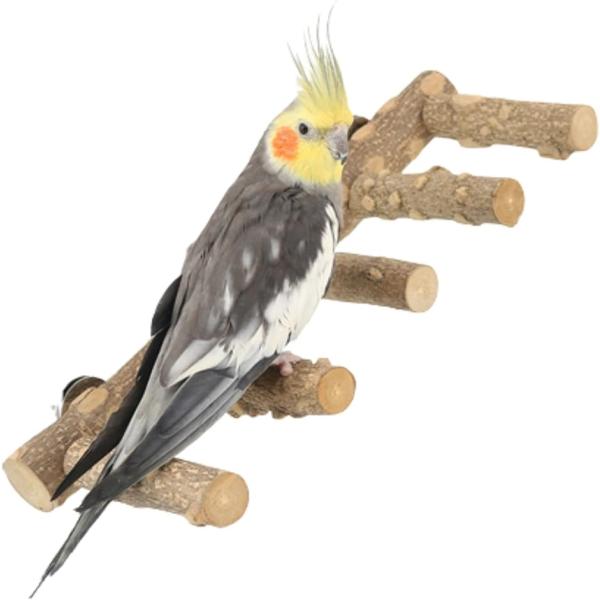 階段状に5本連なる鳥の止まり木です。ぴょんぴょん飛び跳ねたり、上り下りしたり運動不足の解消になります。山椒の天然木そのまま、無着色・無塗装で安心です。インコなどの小鳥におすすめです。インコは知能が高い上に好奇心が高く、本来野生の動物なので鳥...