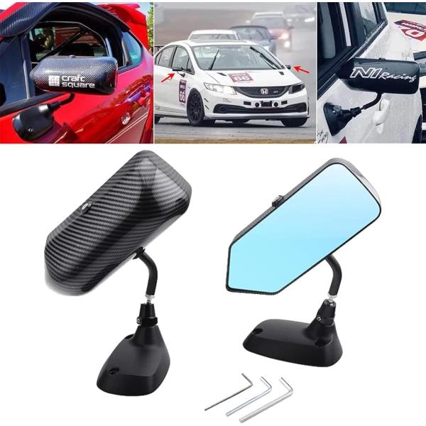 ・「商品仕様」本体サイズ（約）：詳細サイズは商品画像をご確認下さい。配線の長さ48cm・スポーツカーに適したカーボン柄のレーシングミラー左右セットになります。片側が尖った横長5角形のデザイン。ドレスアップに最適な商品です。・後方の光からドラ...