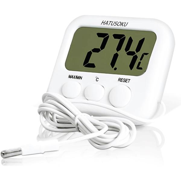 バリエーションコード : 2BJ1T3TH1S「外部センサー付き温度計」離れた場所を測定できる外部センサー付きの温度計です。コードの先についた温度センサーで温度を測定します。「水槽の水温管理に」温度センサーは防水仕様。熱帯魚、金魚、メダカ、...