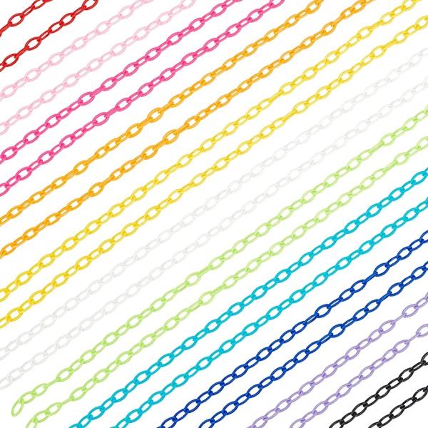 ・「サイズ」幅さ約7〜7.5 mm、長さ16インチ〜16.9インチ（41〜43cm）；リンク：13x7〜7.5x2mm。22本セット。プラスチックチェーンには、金属チェーンの錆やかさばりという欠点はありません。注：手動測定約1〜3 cmの誤...