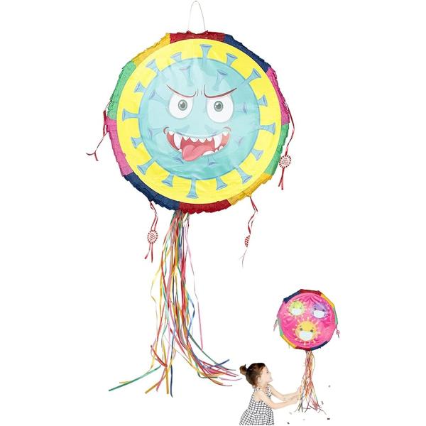 パーティを盛り上げるメキシコの伝統グッズ`ピニャータ‘でパーティを思いっきり楽しみましょう。こちらの商品はひもで引くタイプのピニャータです。棒で叩き割るタイプではありません。ピニャータは海外ではパーティの締めに欠かせないグッズです。小さなお...