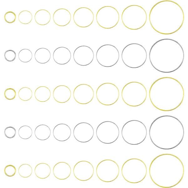 ・8サイズ：パッケージには160サイズの接続リングが約8個含まれています。外径約10mm/12mm/14mm/16mm/18mm/20mm/22mm/30mm、0.6mm/1 mm厚、内径：8 〜 28ミリメートル。・2色：ゴールドとシルバ...