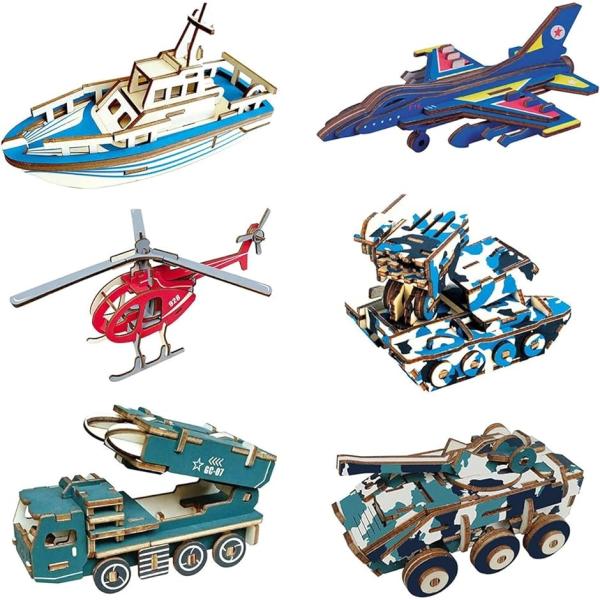 バリエーションコード : 2B4I4XFT8H・「立体 木製パズル 戦闘車 ６種類セット。」子供の興味を引く戦闘車 木製 の組み立て式立体パズル ６種類セットです。・「お子様の創造力や集中力の向上にも」頭をフルに働かせてパズルを作り上げるこ...