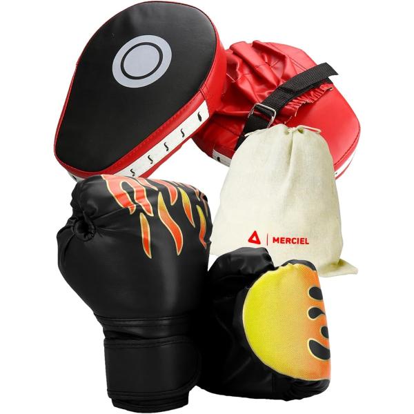バリエーションコード : 2B4KJ4SWO1・人気のMERCIELブランド　子供用グローブと大人用パンチングミットのセットです・高品質な子供用グローブはブルー、ブラック、レッドからお好きな色をお選びいただけます。・テープ式で簡単に着脱でき...