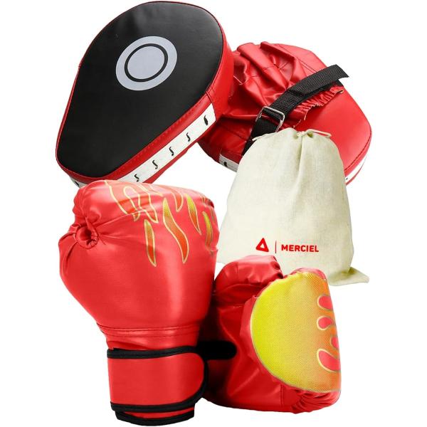 バリエーションコード : 2B4KJ4SWO1人気のMERCIELブランド　子供用グローブと大人用パンチングミットのセットです高品質な子供用グローブはブルー、ブラック、レッドからお好きな色をお選びいただけます。面ファスナー式で簡単に着脱でき...