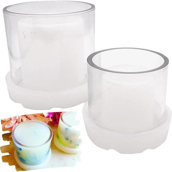 お得な2個セット。 「フォルム」円柱 ランタンタイプ「サイズ」大サイズ＝作品出来上がり寸法 約φ7.5xH7.5cm、小サイズ＝作品出来上がり寸法 約φ5xH5cm 「数量」各1個「お得な2個セット。」キャンドルランタン製作用のモールドです...